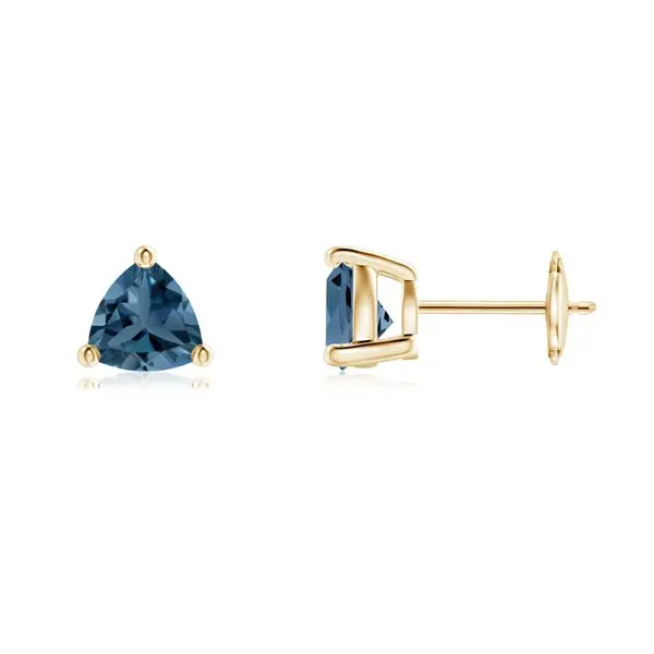 Buy ANGARA Basketset Trillion London Blue Topaz Stud Earrings White